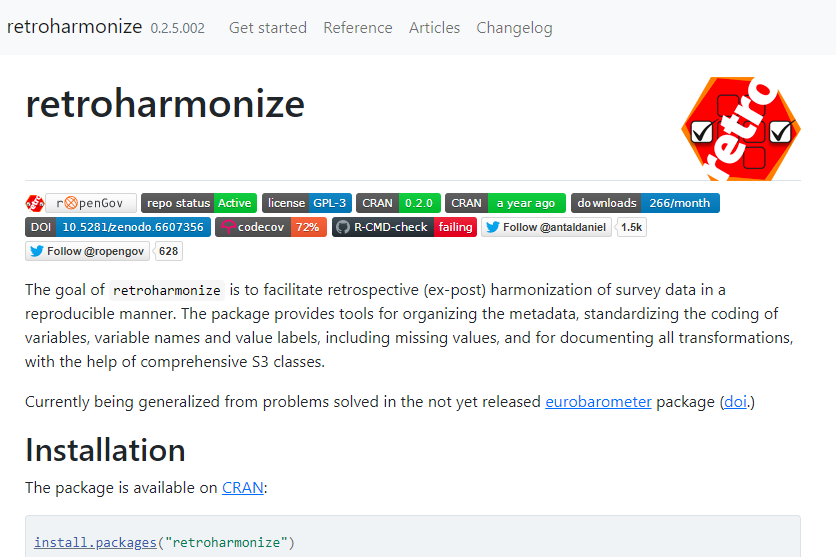 retroharmonize R package for survey harmonization | Reprex